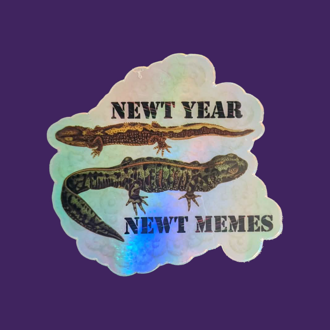 Newt Year Newt Memes Holographic Sticker – Wild Green Memes